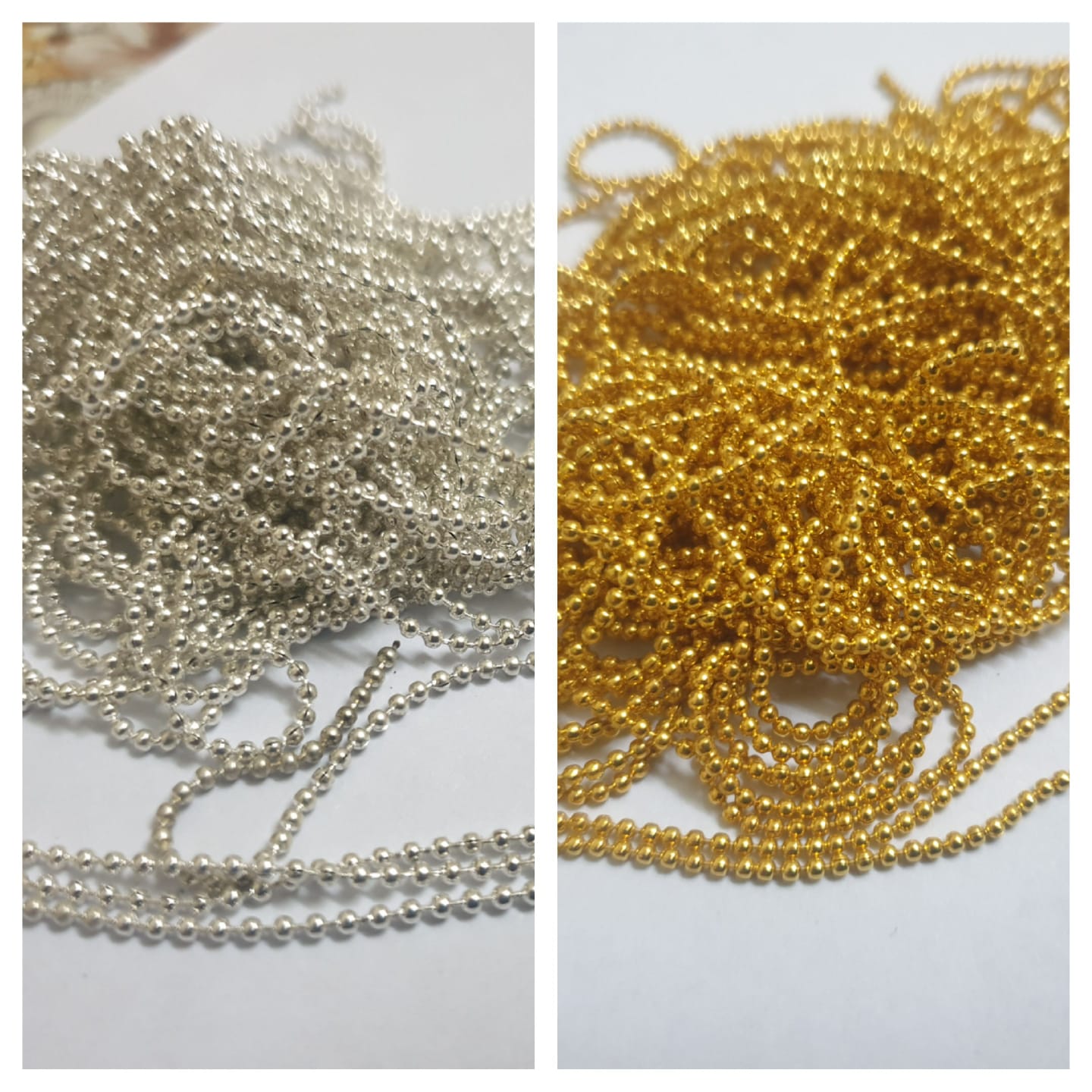 2 Yard 1.5mm Ball Chain, Gold & Silver Metal Ball Chian | Daraz.pk