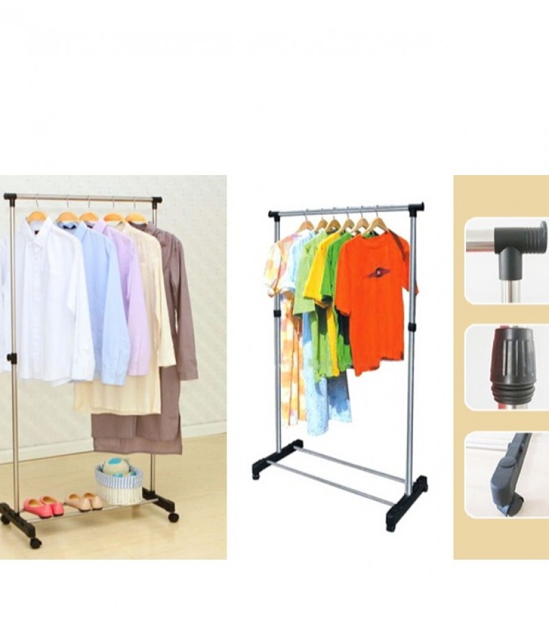 Single Pole Stainless Steel Cloth hanging Rack with Shoe Stand Laundry ...