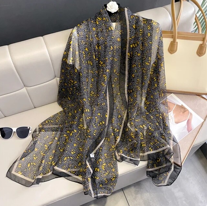 Luxury Print silk Scarf Women Spring Neck Tie Shawl Wraps Female Hair ...