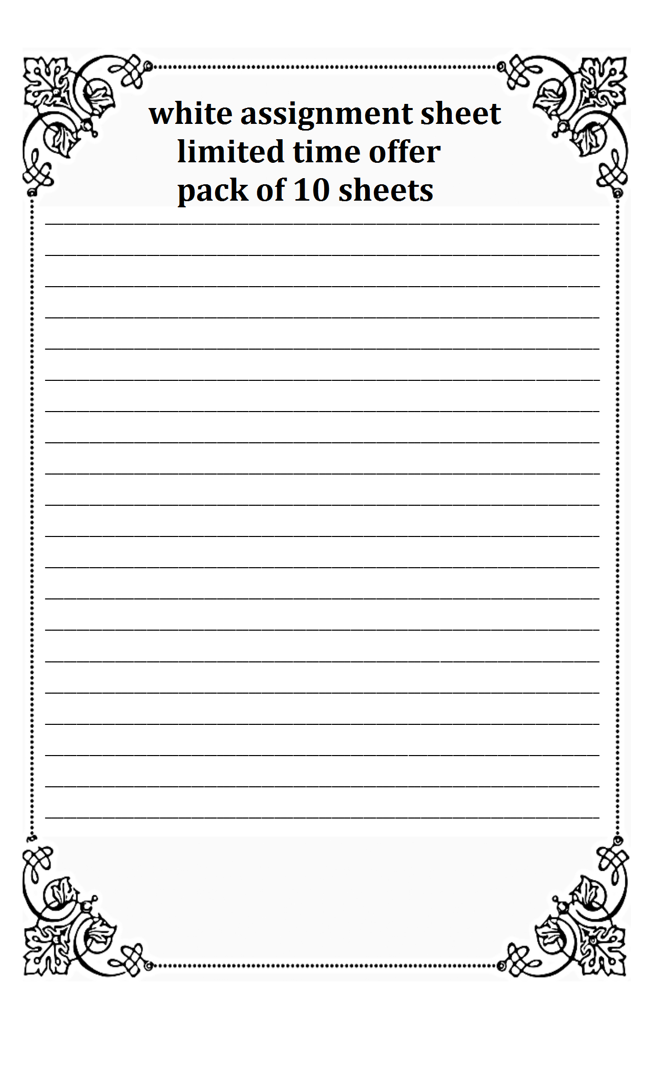 Assignment sheet White beautiful border (10 Sheets) | Daraz.pk