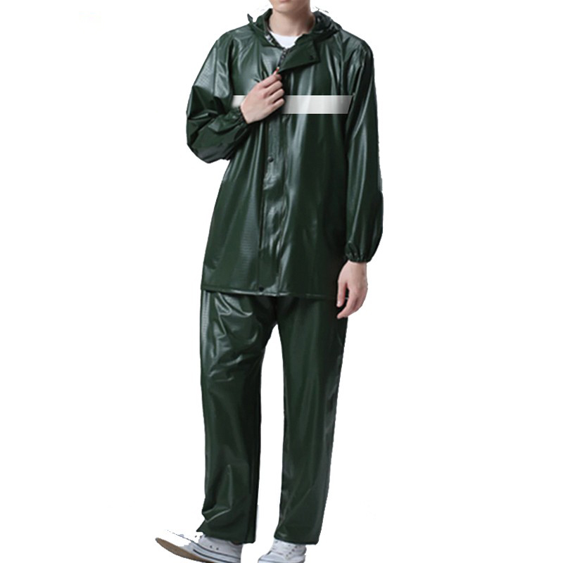 Pvc soft Rubber Coated Rain Coat Suit With Trouser Thick double ...