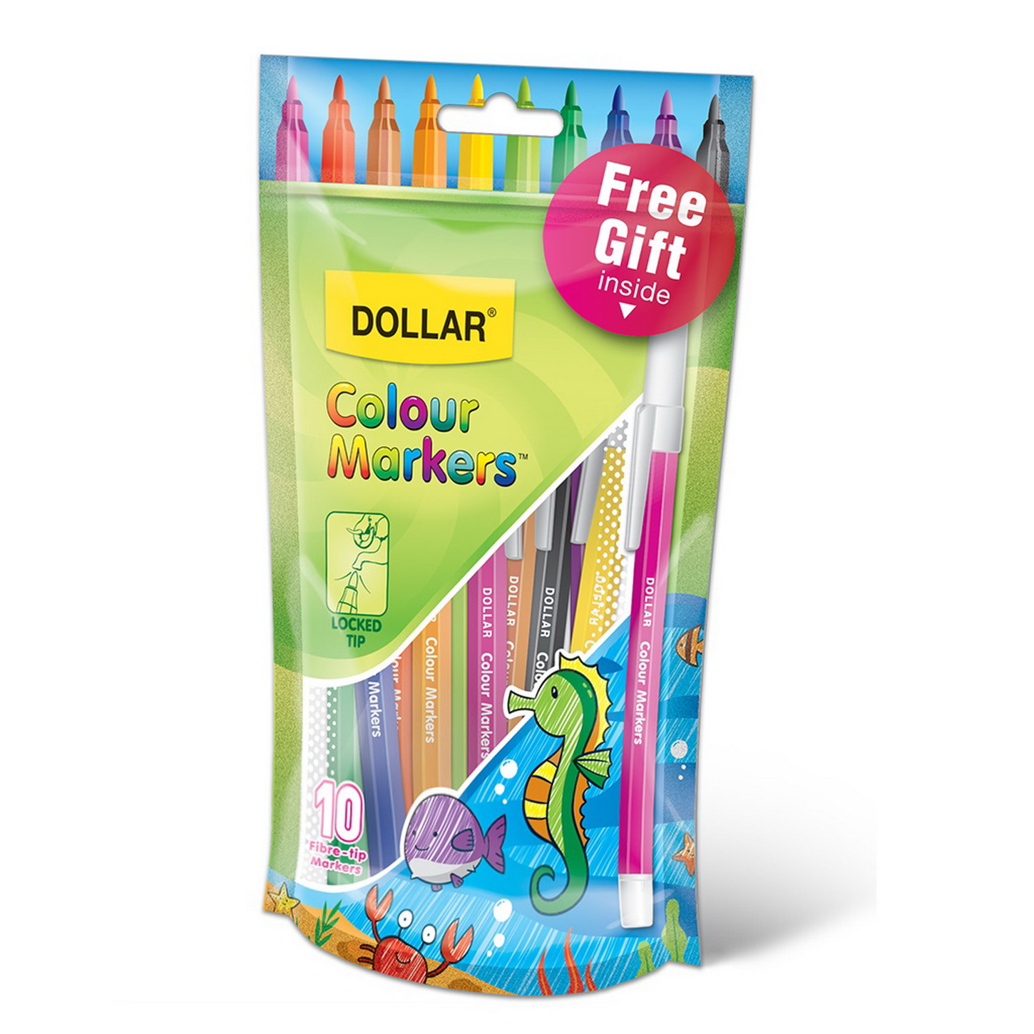 Dollar Color Marker Pouch (Pack of 10) Fibre Tip - Colour Markers ...