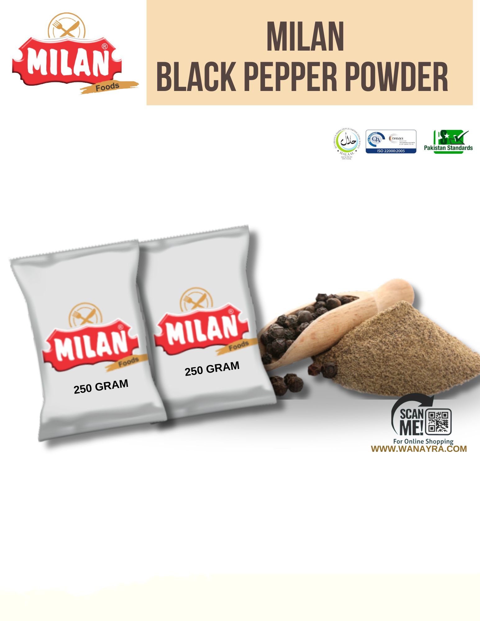 Milan Black Pepper Powder 250gm Double Pack | Daraz.pk