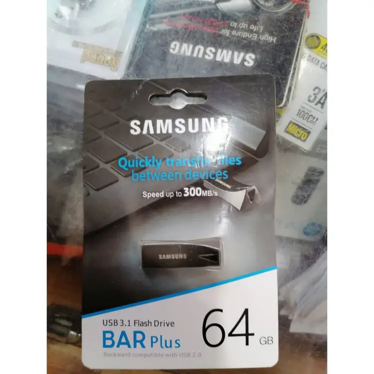 SAMSUNG BAR Plus 3.1 USB Flash Drive, 128GB, 400MB s, Rugged Metal Casing, Storage Expansion for ...