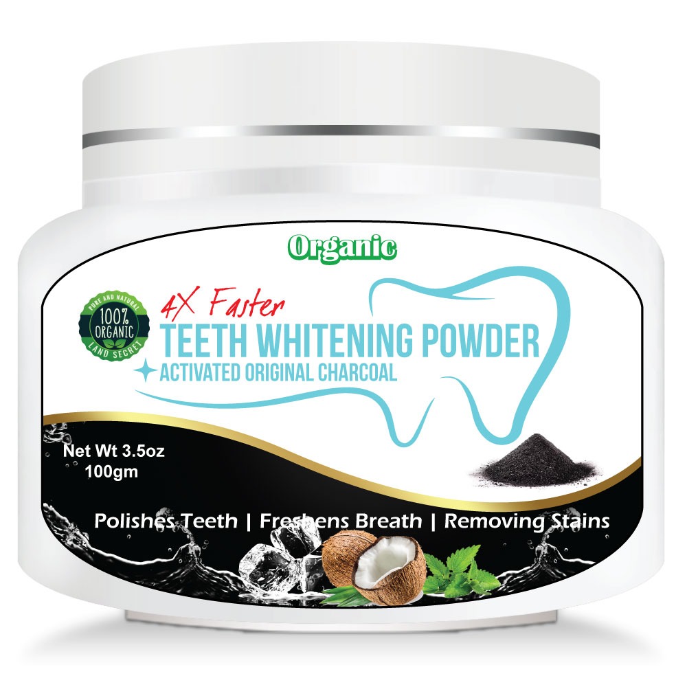 Land Secret Organic Activated Char coal Teeth White ning Powder - 100gm ...