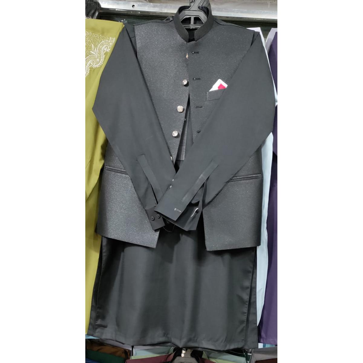 black shalwar kameez with waist coat for men boy good quality fabric | Daraz.pk