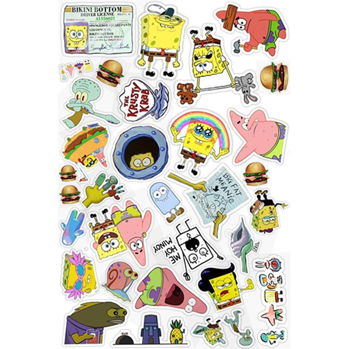 SpongeBob Colorful cool A4 size Uncut Aesthetic Sticker Multicolor ...