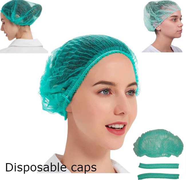 Pack of 100-Disposable Bouffant Caps, surgical cap, cooking Cap ...