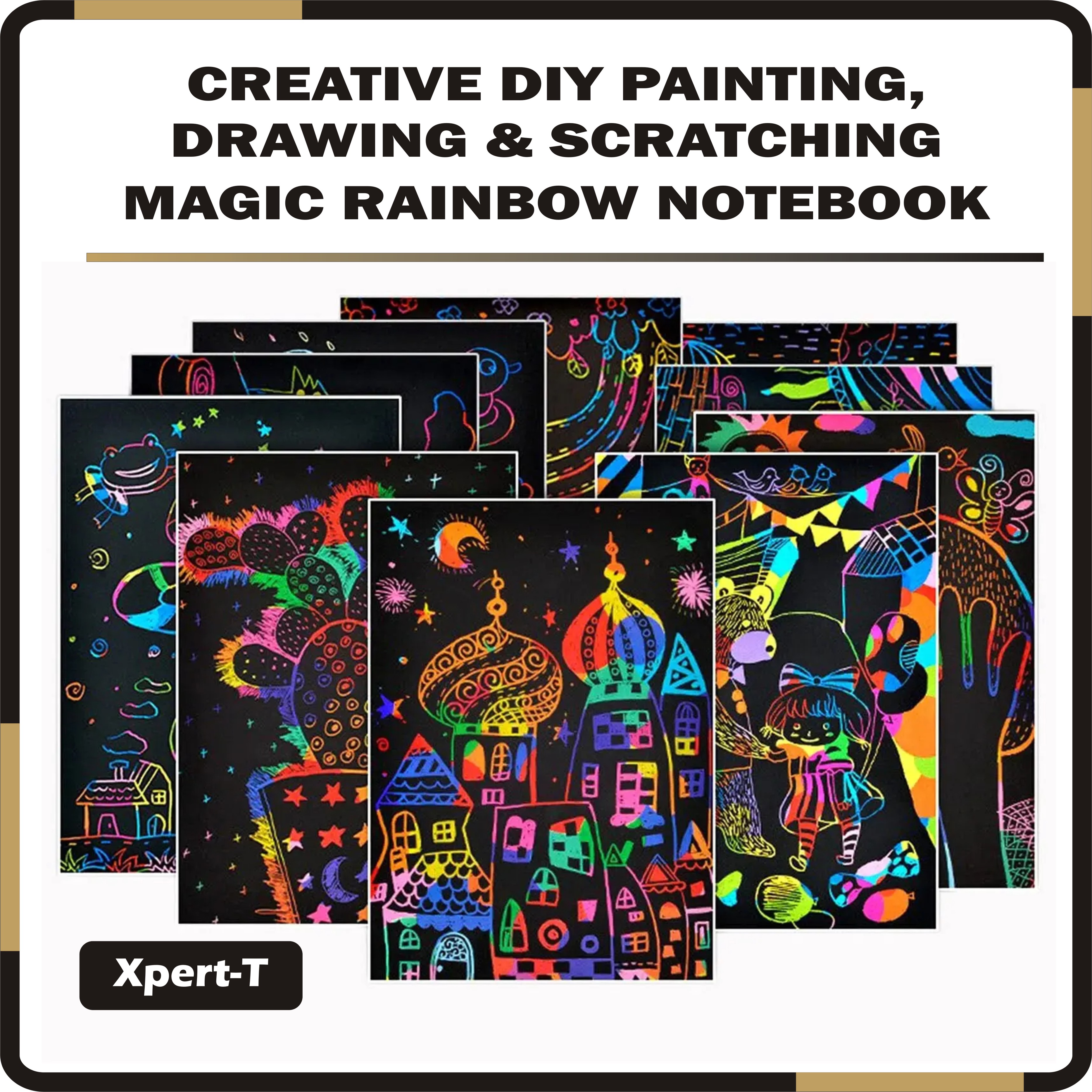 LARGE SIZE CREATIVE DIY PAINTING, DRAWING & SCRATCHING MAGIC RAINBOW ...