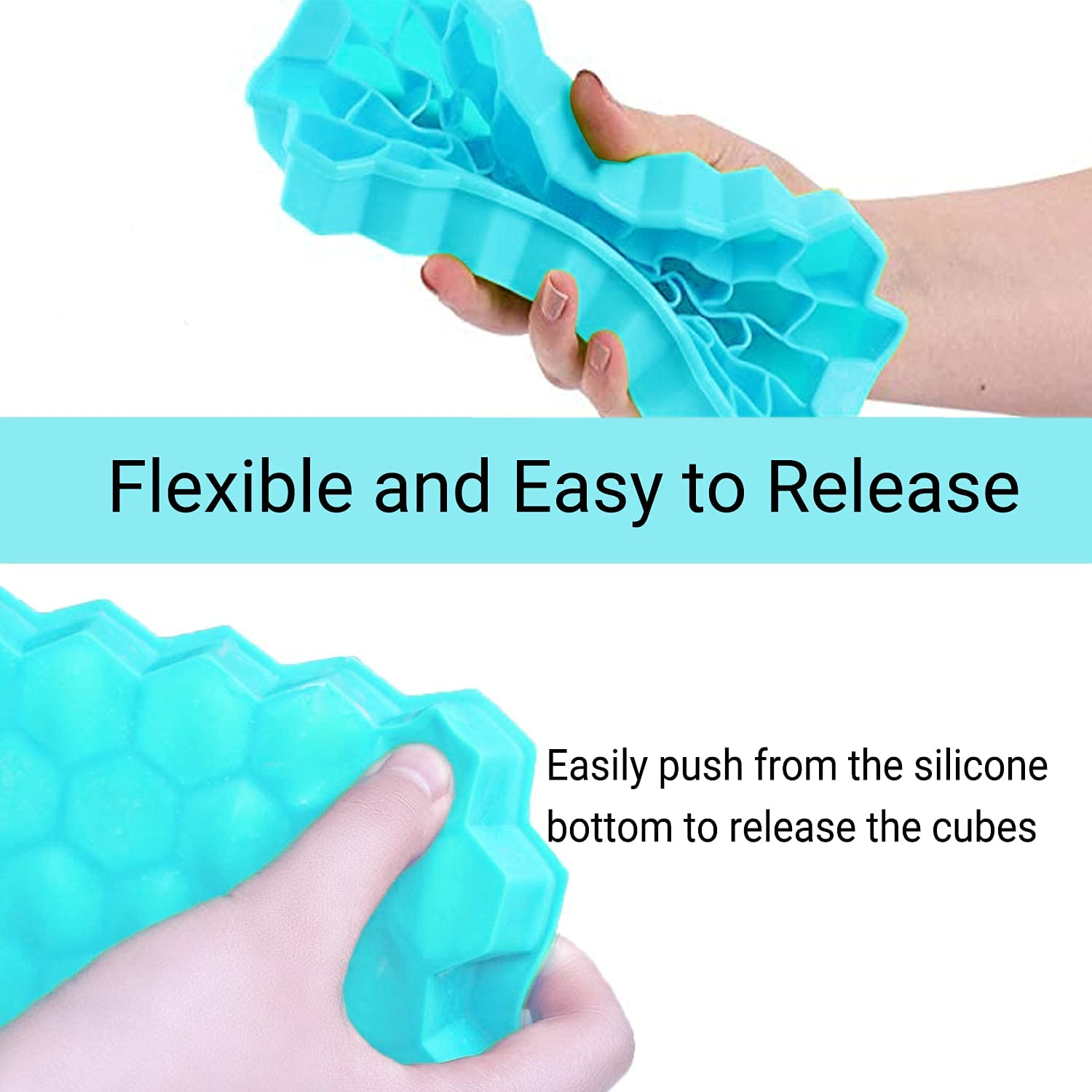 1 Ice Tray Easy Push Pop Out Square Silicon Ice Cubes Tray Honeycomb ...