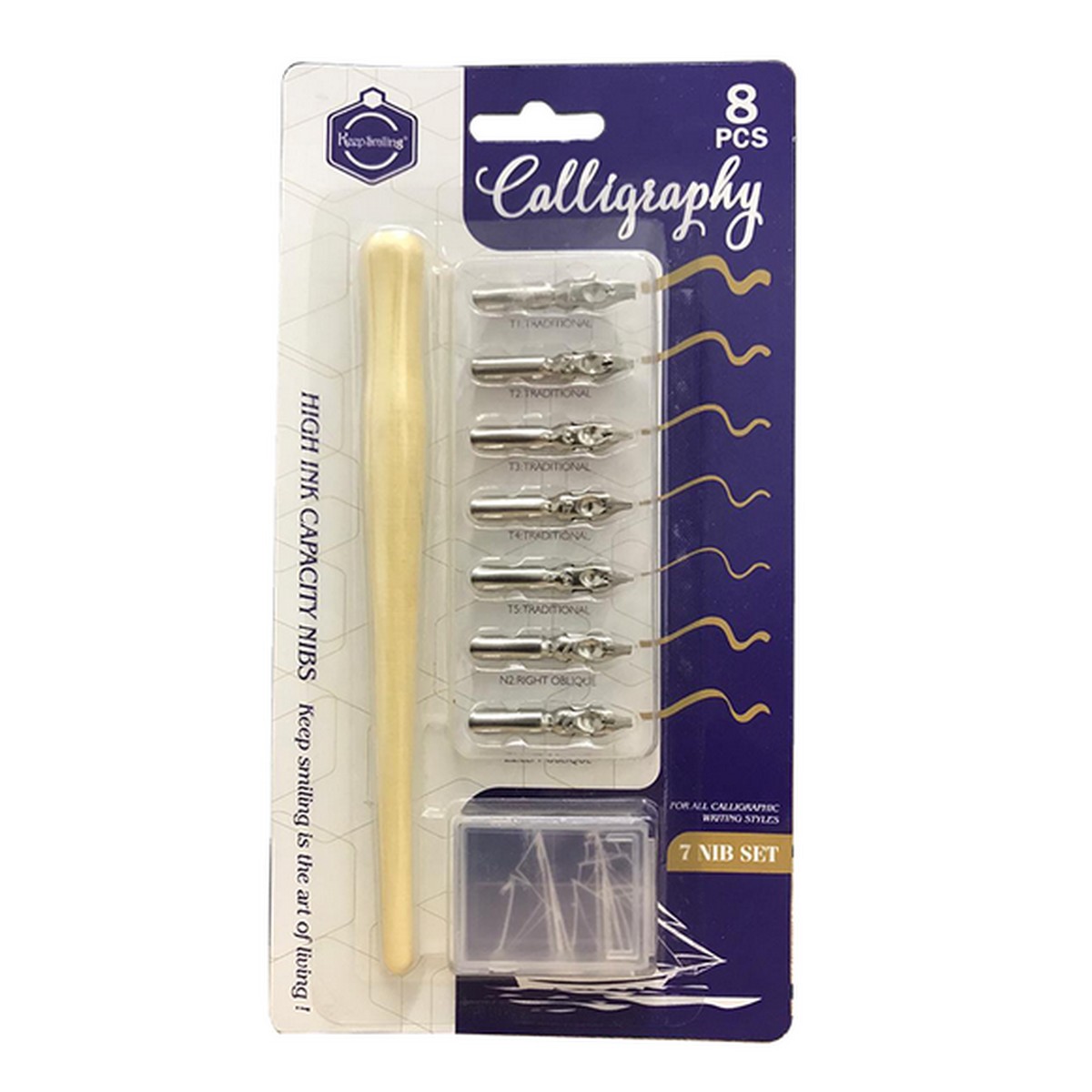 Keep Smiling 8 Pcs Set 7 Calligraphy Dip Pen Set Nibs, 1 Lacquered ...