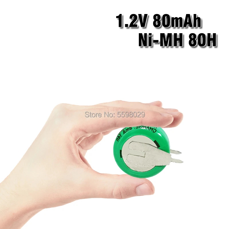 Nimh Rechargeable Battery 1.2v 40mAh Or 80mAh NI-MH Rechargeable Battery Button 1.2 volts Cell ...