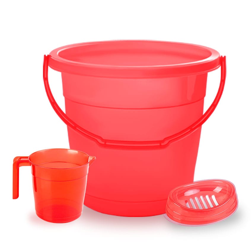 GLOW BATH ESSENTIALS BUNDLE PACK OF 3 set Heavy Quality Plastic Bucket ...
