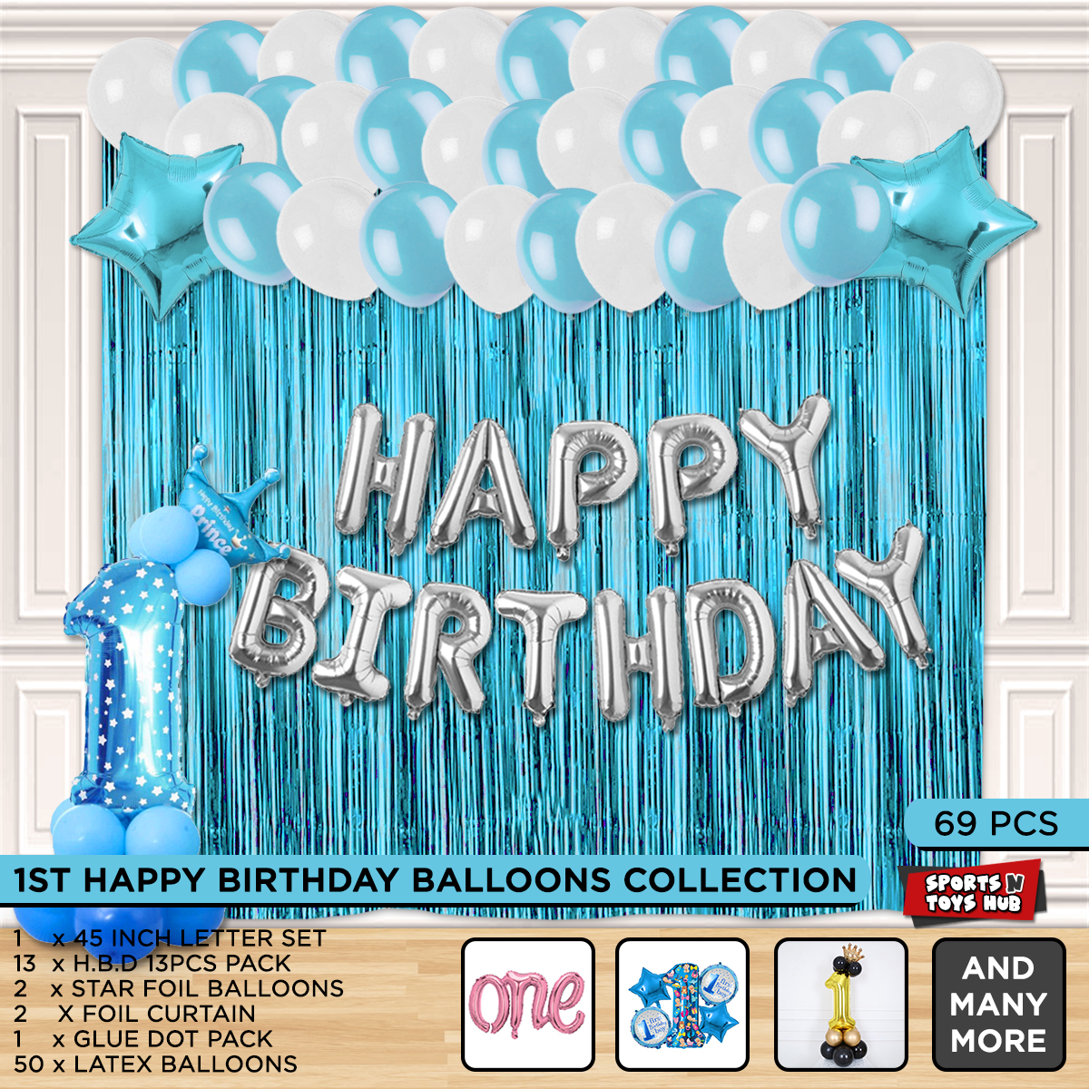 1st Birthday Foil Balloons For Baby Girl or Baby Boy Birthdays ...
