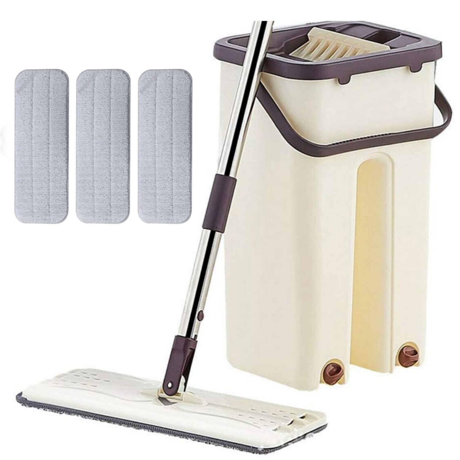 Double Sided Flat Mop with Bucket | Self Wringing and Auto Squeeze Wet and Dry | Daraz.pk