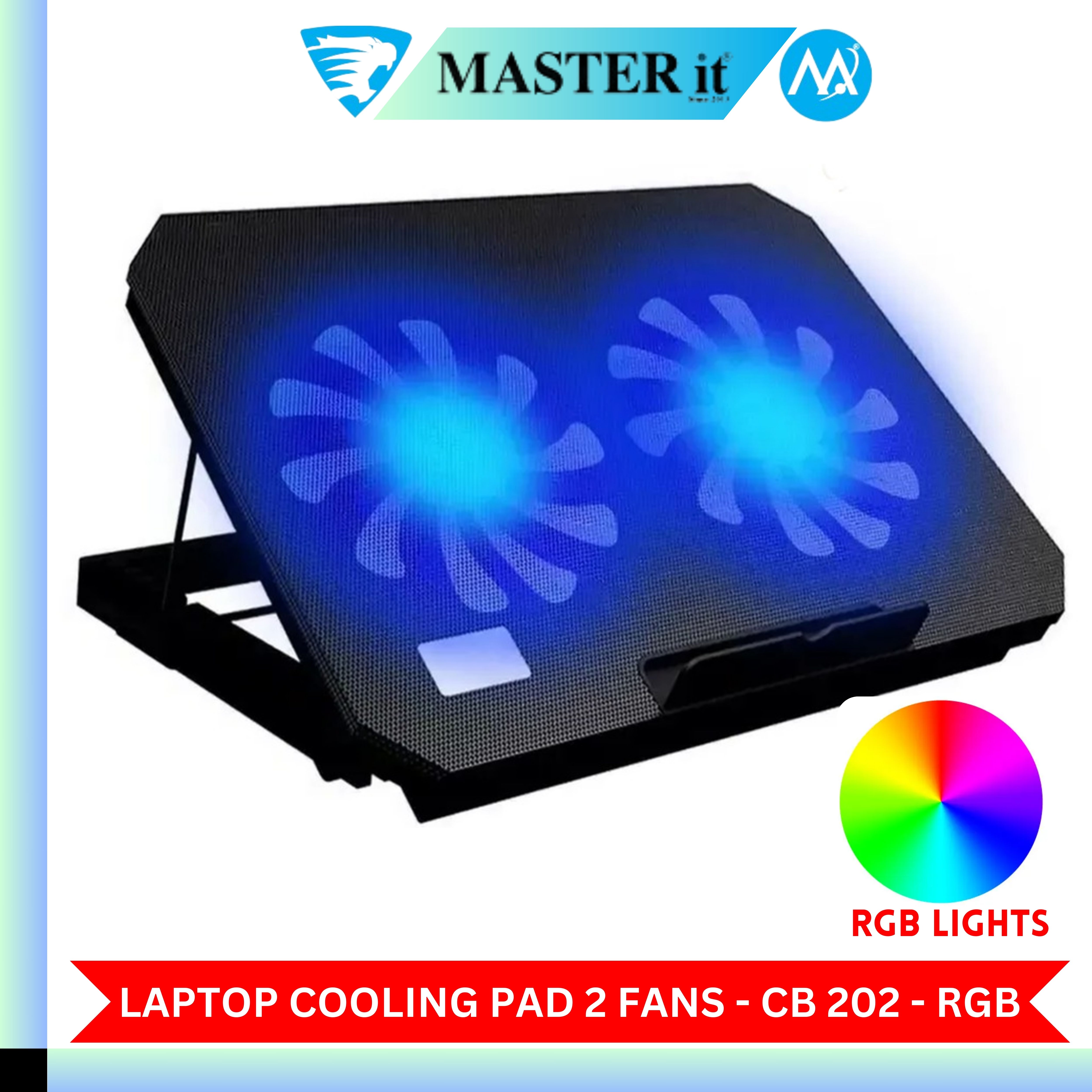 Laptop Cooling Pad Dual Fan With RGB Lights - Cooling Stand 2 Fan With ...