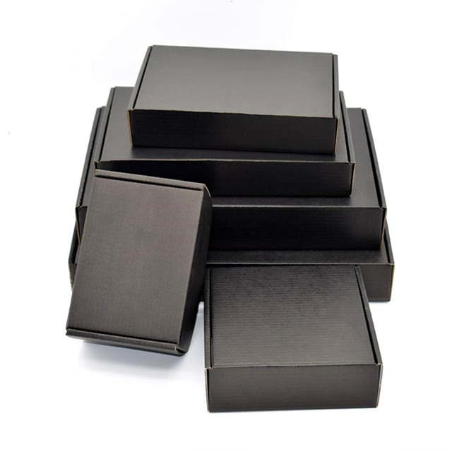 Black Color Packaging Box Small S Box Kraft Paper Box For Wig Jewelry ...