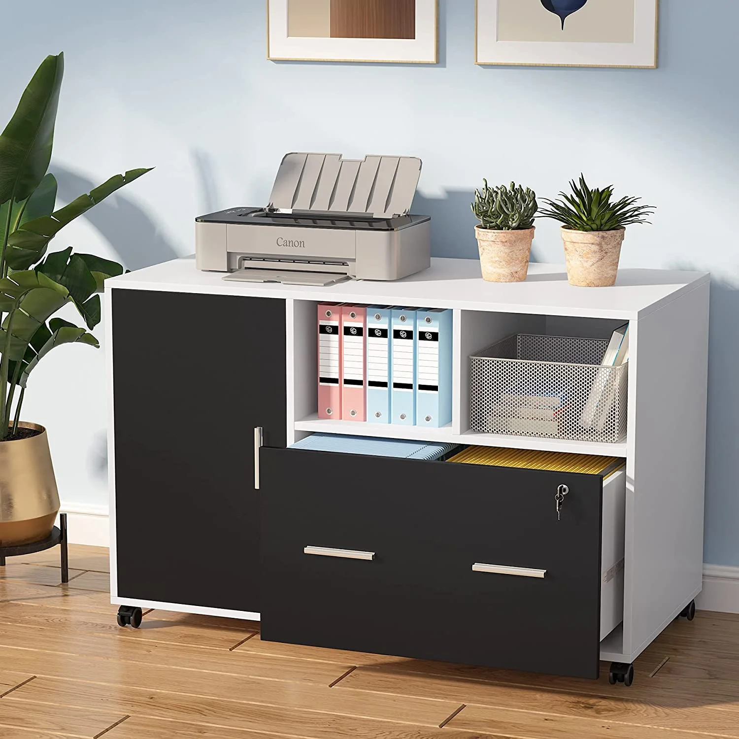 Customised File Cabinet, Modern Mobile Filing Cabinet with Lock and ...
