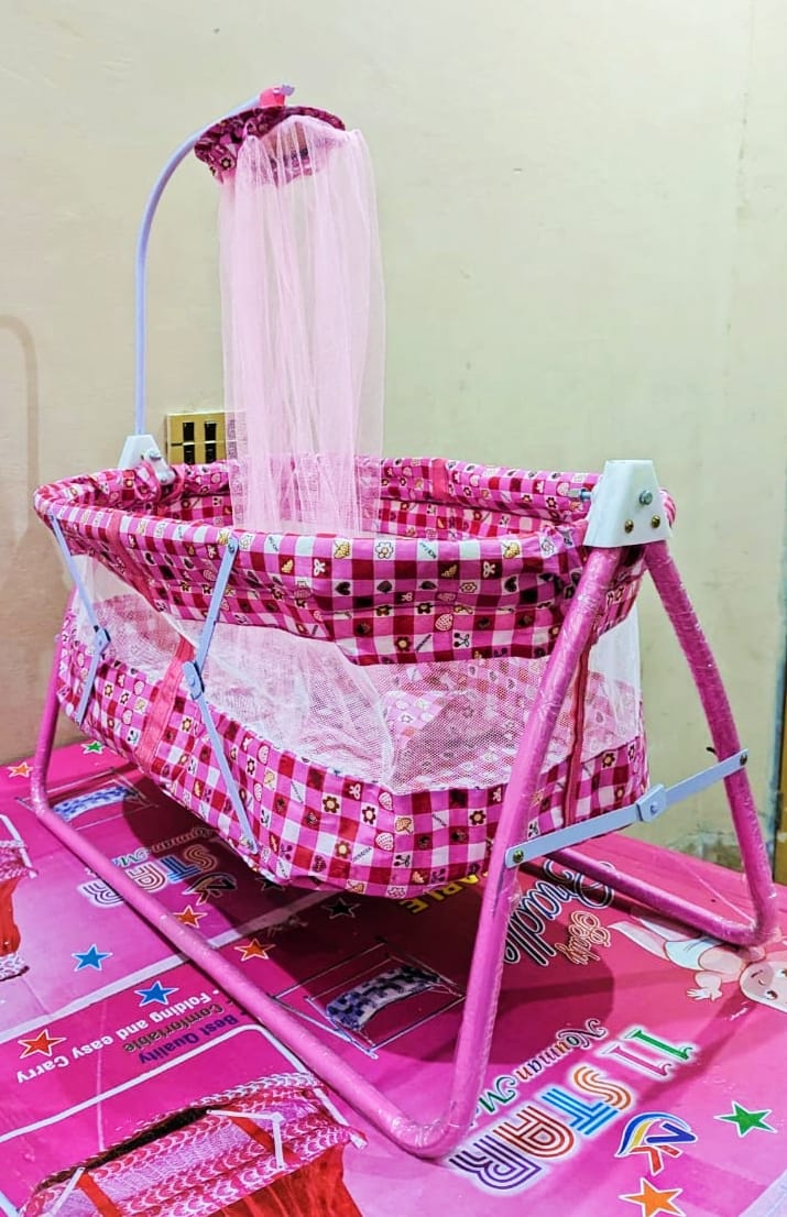 Baby cradle swing with mosquito net and easy moveable with comfort seat ...