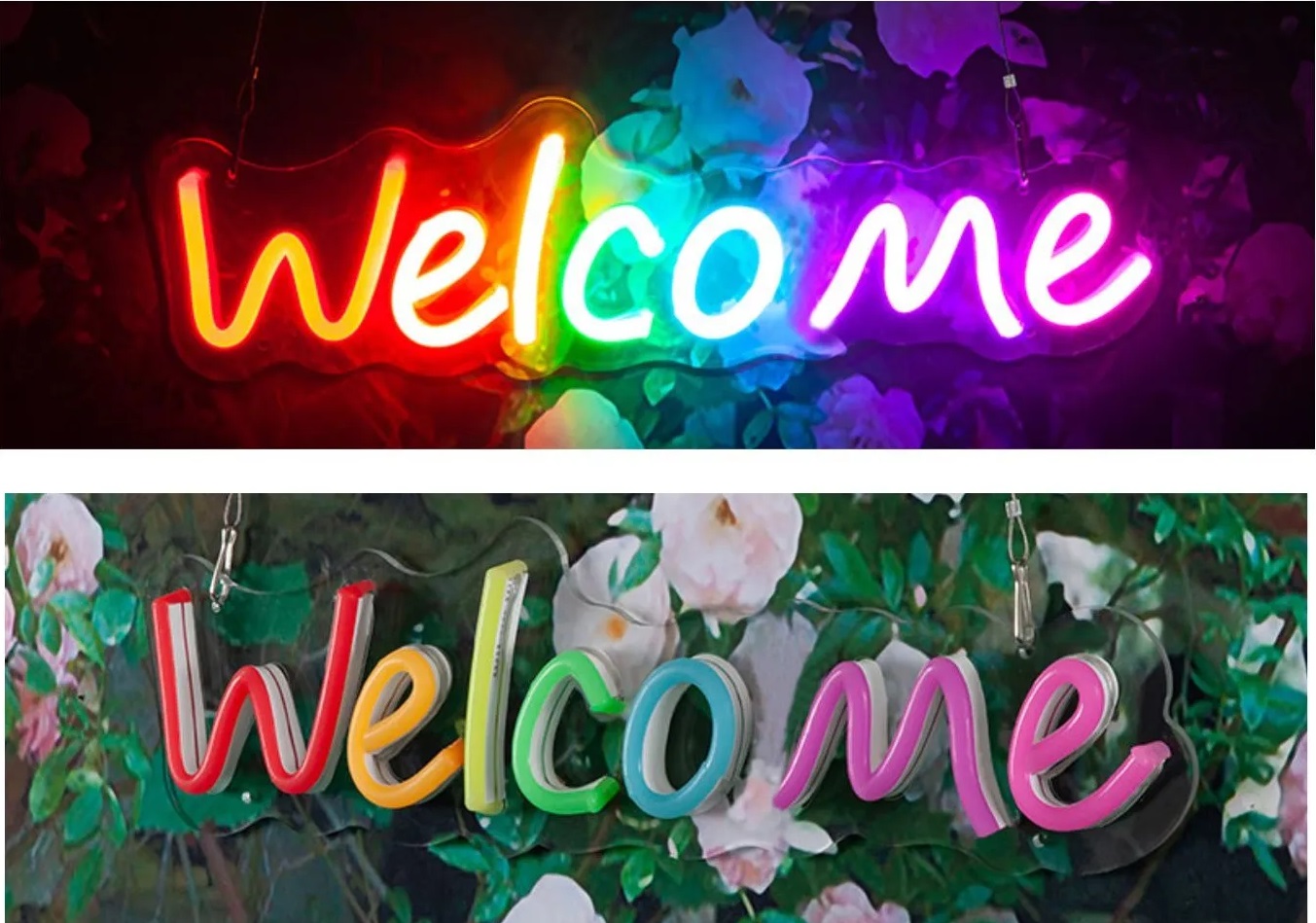 Multicolour Welcome Neon sign board (6 inch by 10 inch) glow Neon light ...
