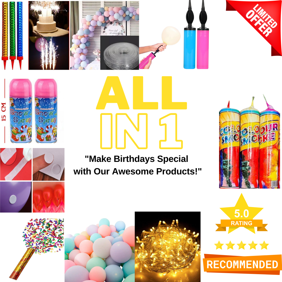 All in one Balloon Birthday Decoration Accessories Arch Tape, Glue Dot ...
