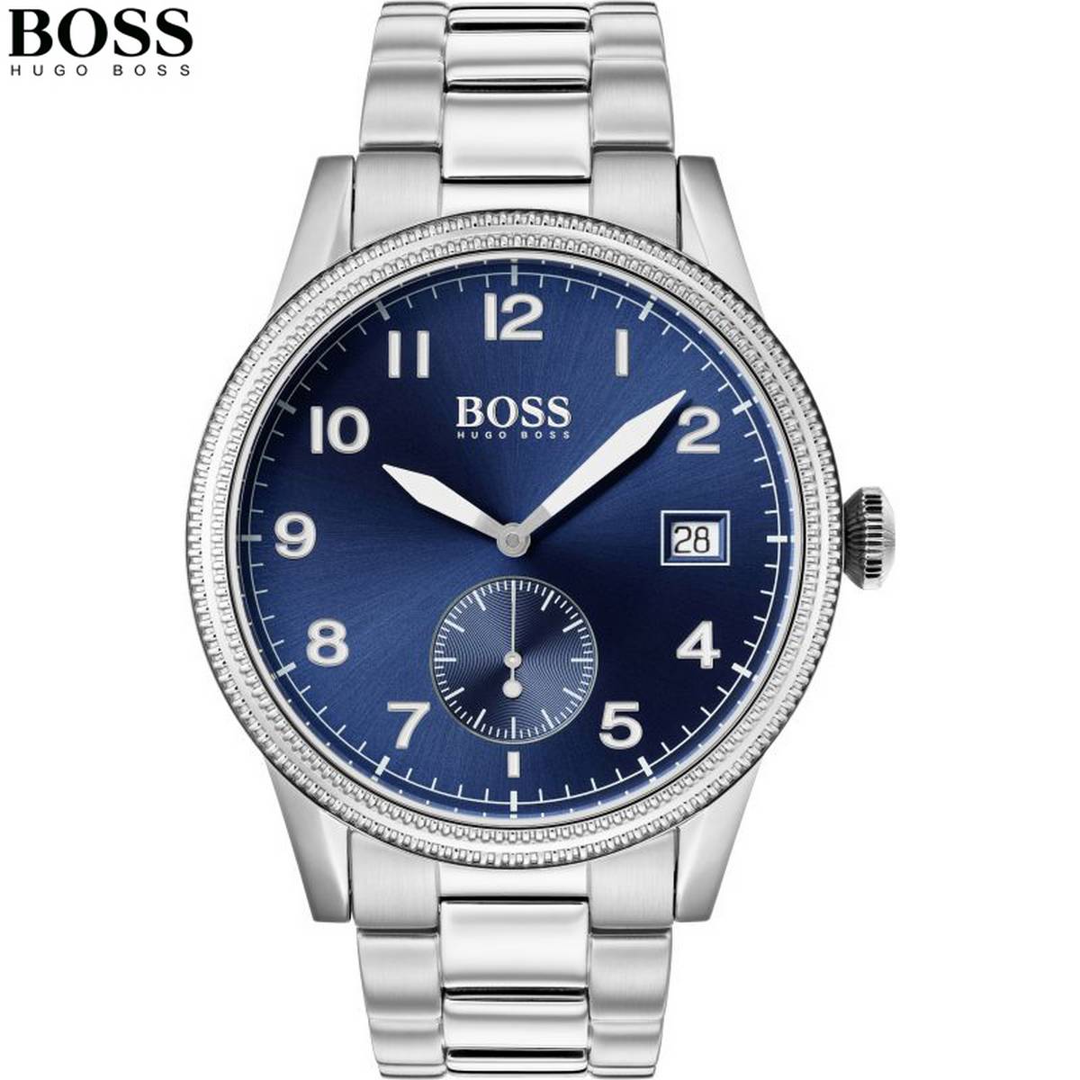 Hugo Boss Silver Stainless Steel Bracelet Blue Dial Analog Watch for ...