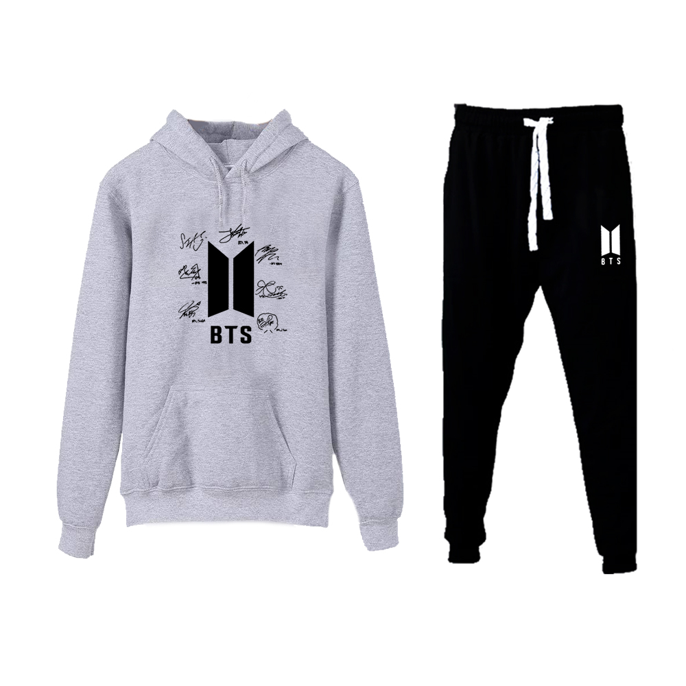 BTS Signature Grey Hoodie And Trouser Drawstring Hood Winter 2022 ...