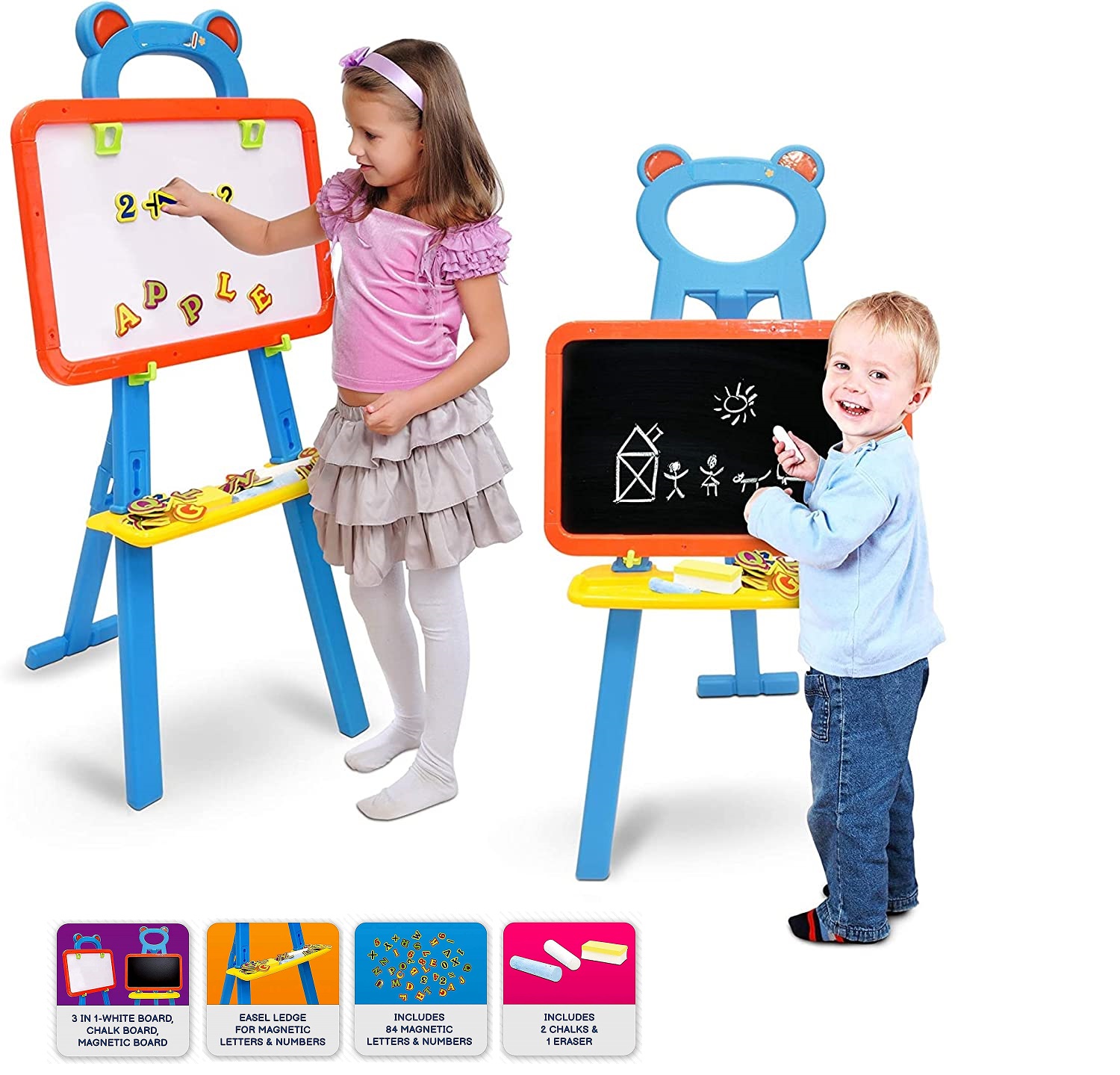 3 IN 1 ARTIST LEARNING EASEL DOULBE SIDED BLACK AND WHITE BOARD ...