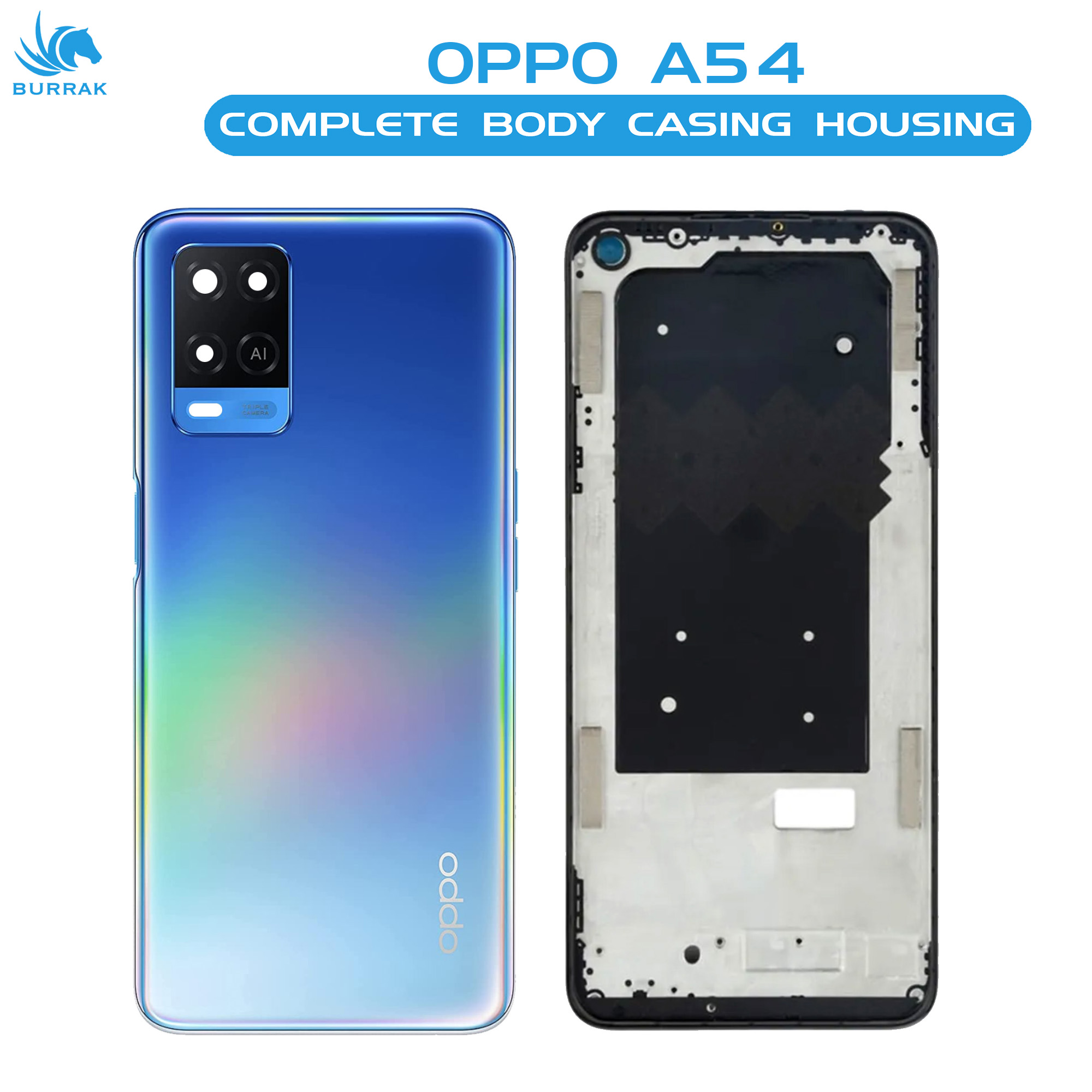 Oppo A54 Housing Middle Frame With Side Button and Camera Lens Complete ...