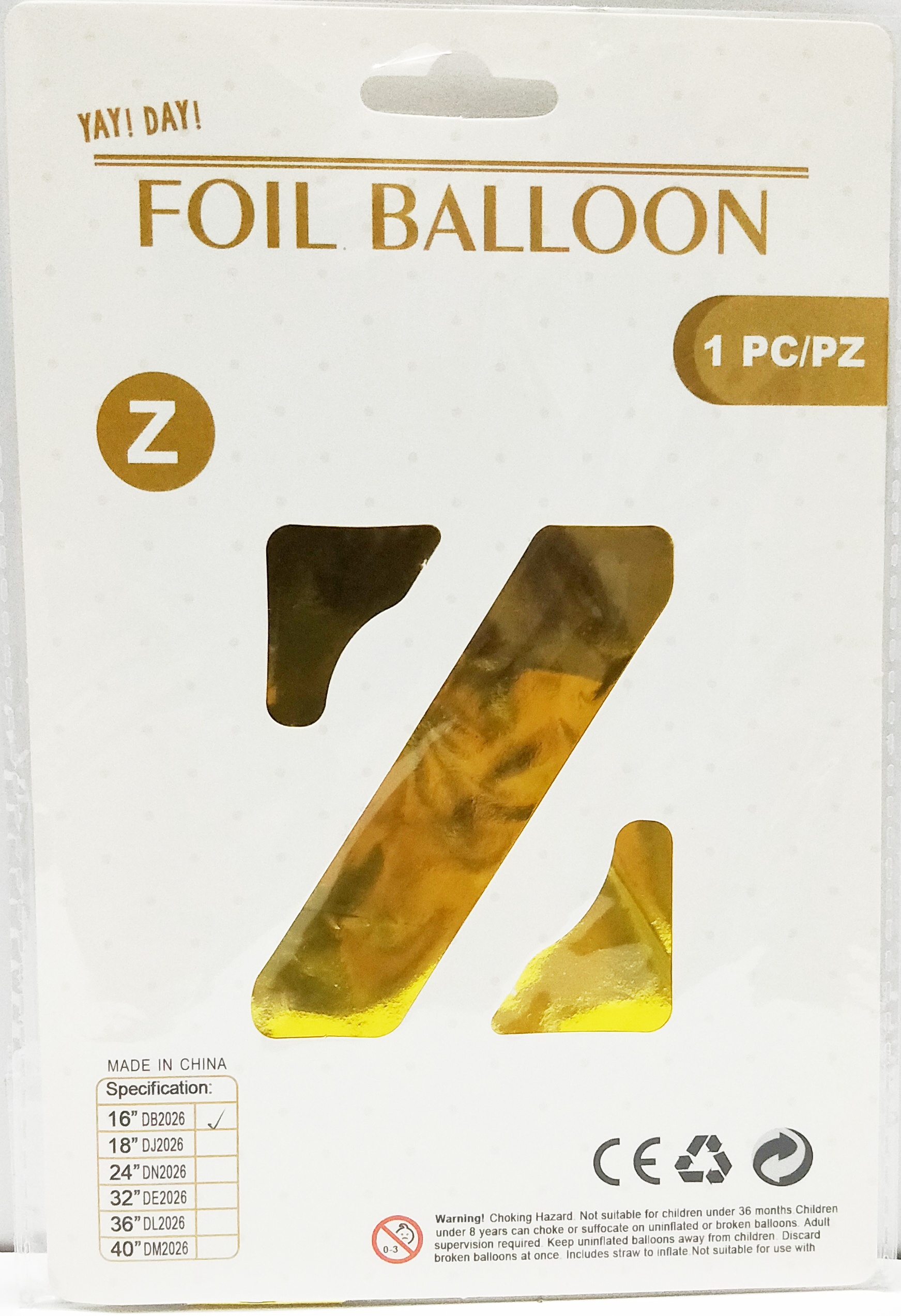 Metallic Foil Balloon 16" Inch Gold Alphabet Letter ABC Balloons ...