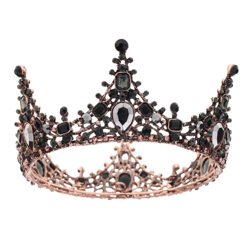 New Hot Women Baroque Rhinestones Black Bride Wedding Crowns Bridal ...