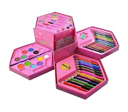 46 Pcs Art Set for Kids Complete Painting & Drawing Art Box with Color ...
