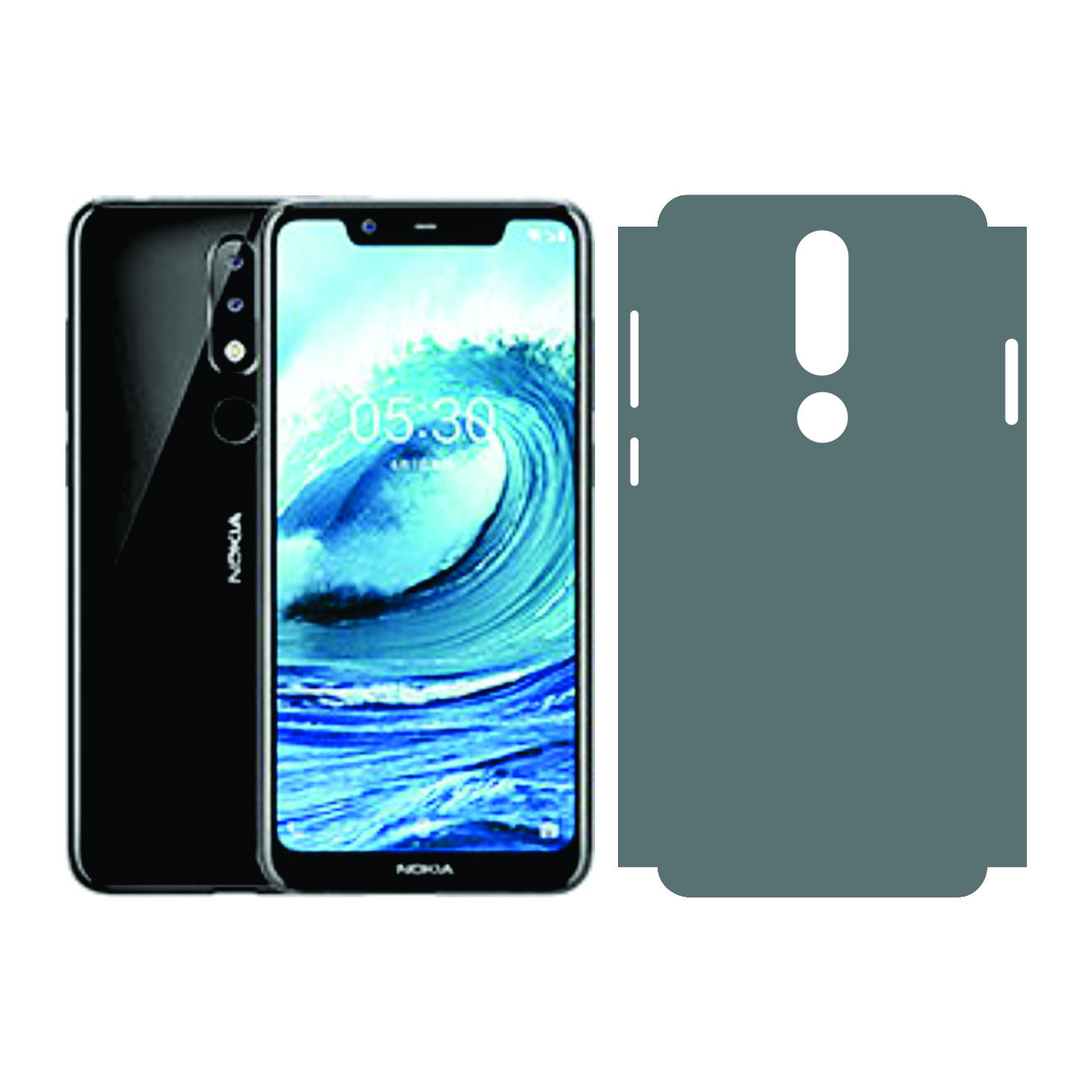 Nokia 5.1 Plus (Nokia X5) Back Paper 0012 SILVER Sheet Anti-stain Wrap ...