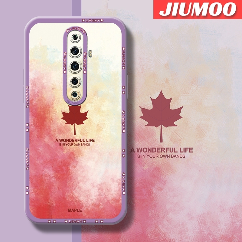 JIUMOO Case For OPPO Reno 2F Case Fashion Oil Colorful Leaves Thin ...