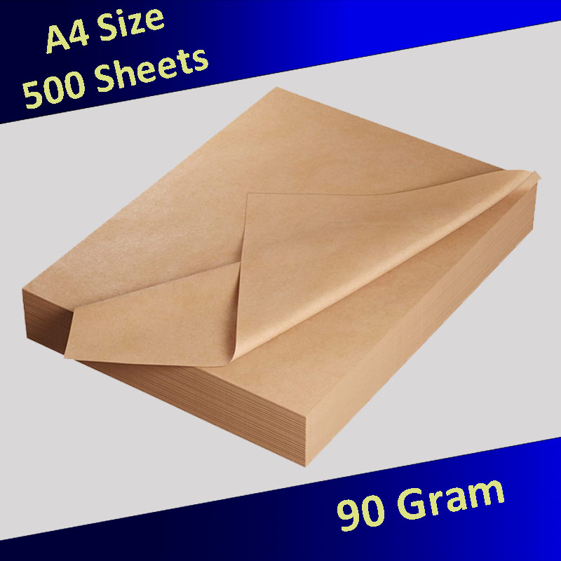 Pack of 500 Sheets A4 Size Brown Kraft Paper | 90 Gram Thickness ...