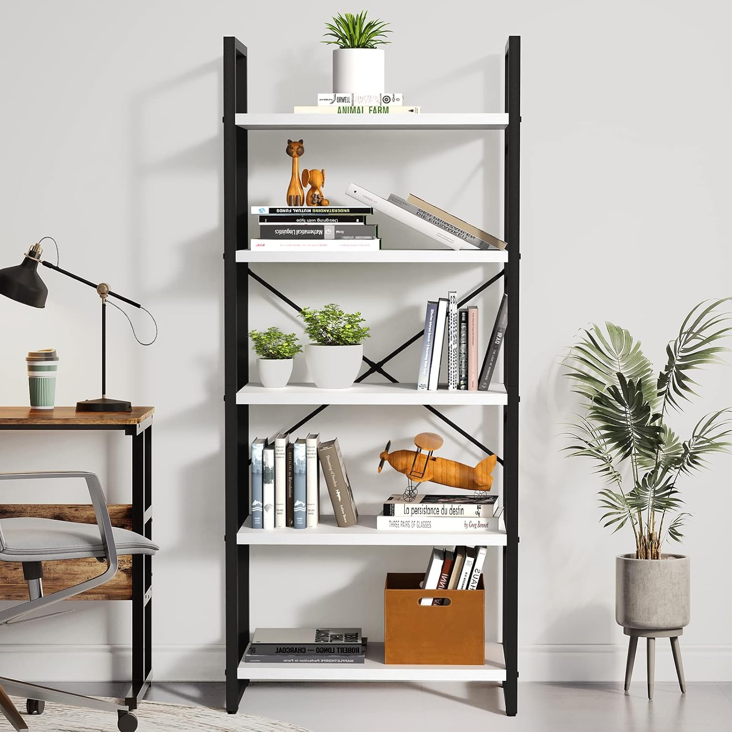 5 Tiers Bookshelf, Artsy Modern Bookcase, Book Rack, Storage Rack ...