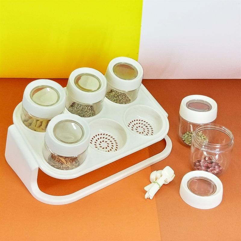 Masala Box Set for Kitchen 6 Compartment Spice Box | Food Grade Plastic ...