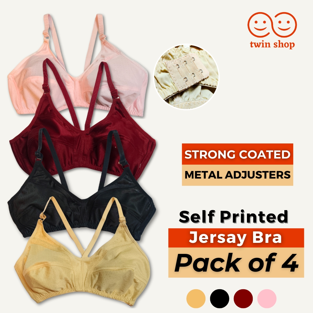 Pack of 4 Jersey Bra for Women Girls| High Quality Self Print Jersey ...