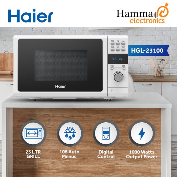 Haier 23L Microwave Oven Grill MWO Series Defrost Function- Speed & Weight Function HGL-23100 1 ...
