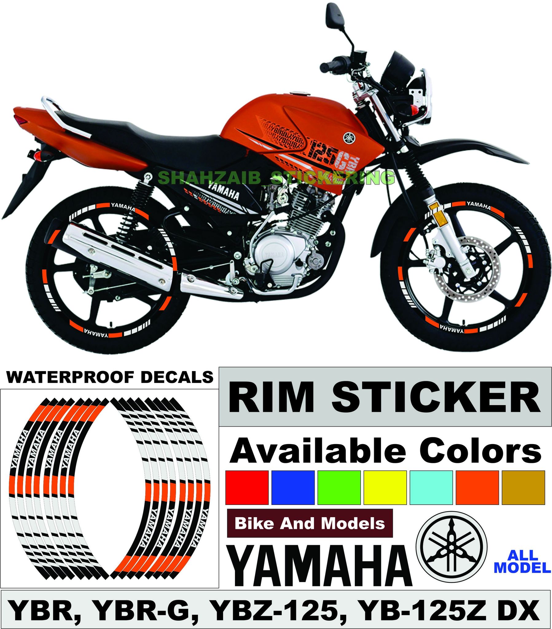 Wheel Stickers for YAMAHA YBR, YBR-G Rim Reflector Tape Motorcycle ...