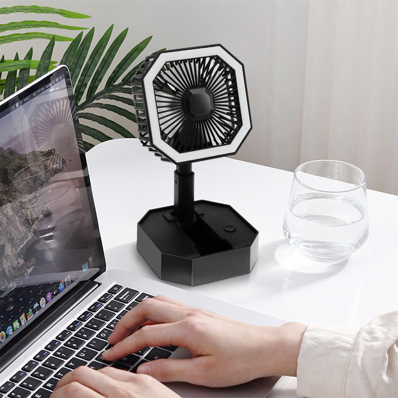 LE 2 In 1 Mini Cooling Fan With Led Light Portable Foldable Adjustable ...