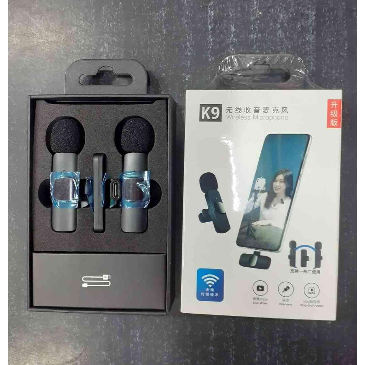 WIRELESS MIC K9 Dual Microphone Plug & Play USB Type C Plug Wireless Lavalier Microphone Mini ...