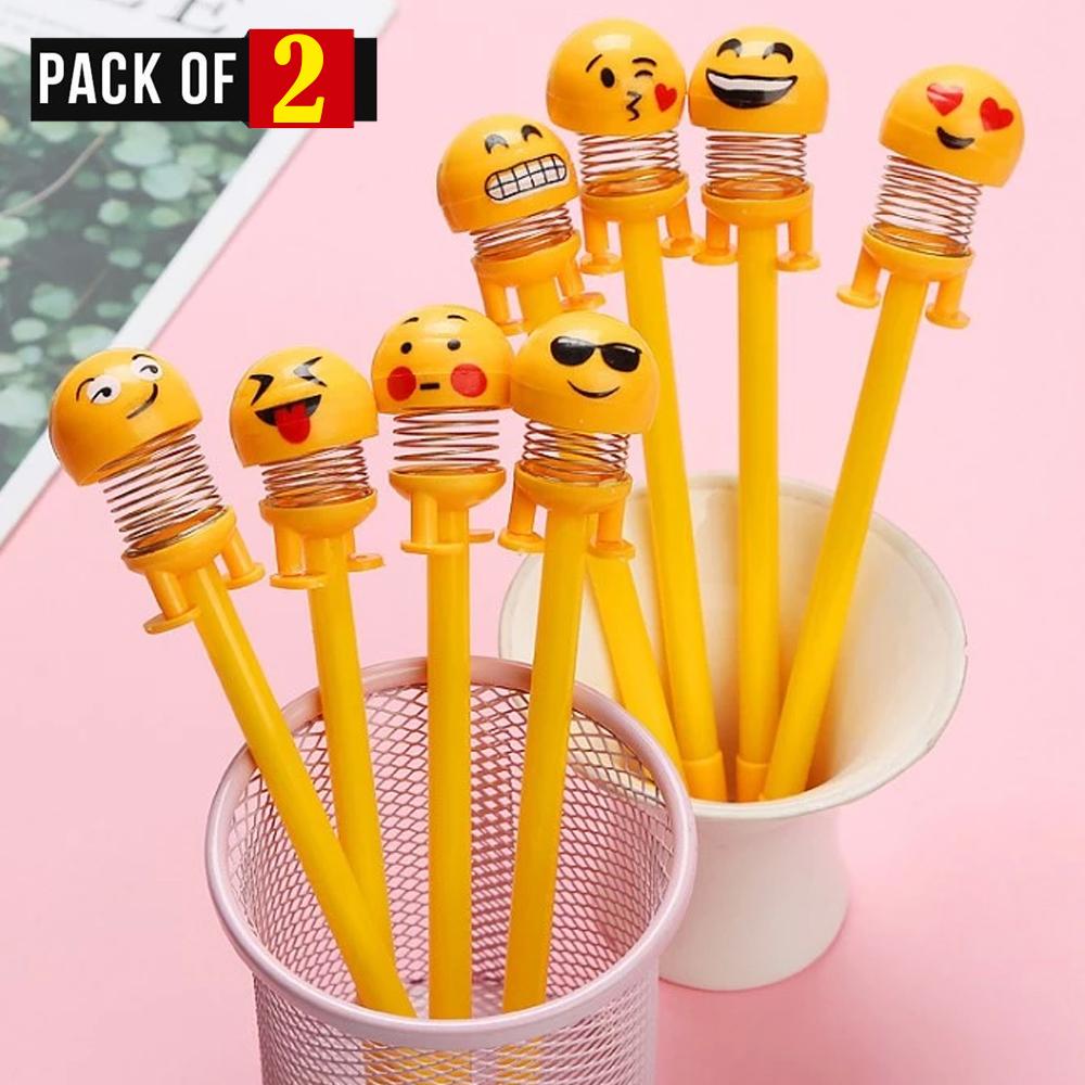 Pack Of 2 Funny Emoji Bouncing Heads Gel Pen Smiling Face Pen With ...