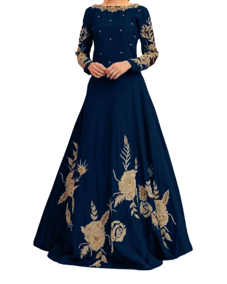 Designer Fully Heavy Embroidered Flower Stitched Silk Maxi for Girls ...