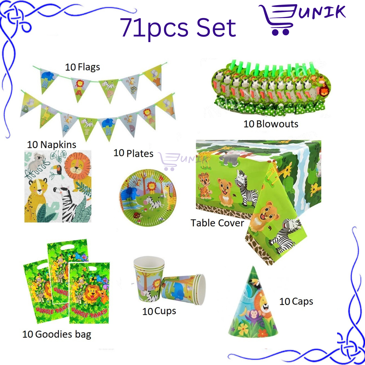 Zoo Jungle Animal Happy Birthday Decoration Theme set happy birthday ...