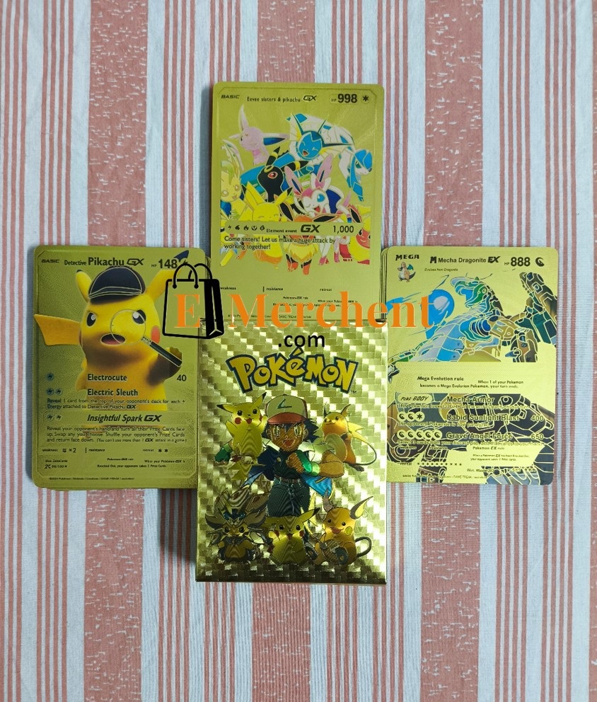 55 Pieces Pokemon Gold, Silver & Black & Multicolor Foil Cards Anime ...