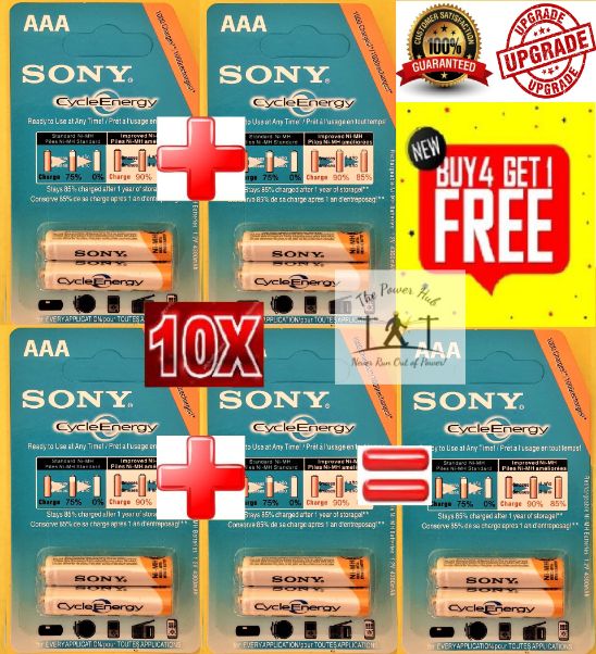 10x AAA Rechargeable Battery Cell PENCIL SIZE Imported Sony Cycle ...
