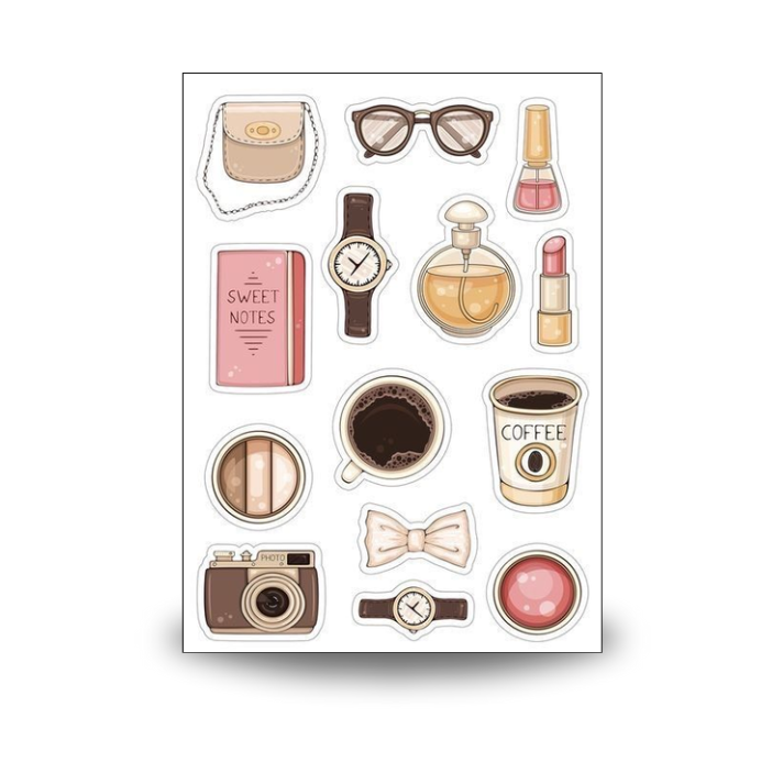 Pink Girlish Mini UNCUT Sticker Sheet - A6 size - 15 x 10 cm | Journal ...