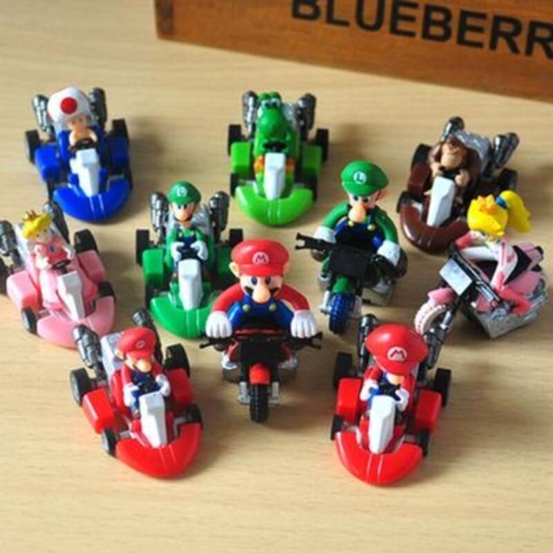 10pcs Super Mario Kart Competition Pull back Cars Toys Luigi Princess ...