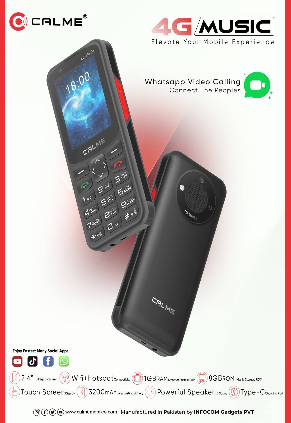 Best Price! Calme 4G Music - Dual Sim 4G - PTA Approved - 2.4 Inch ...